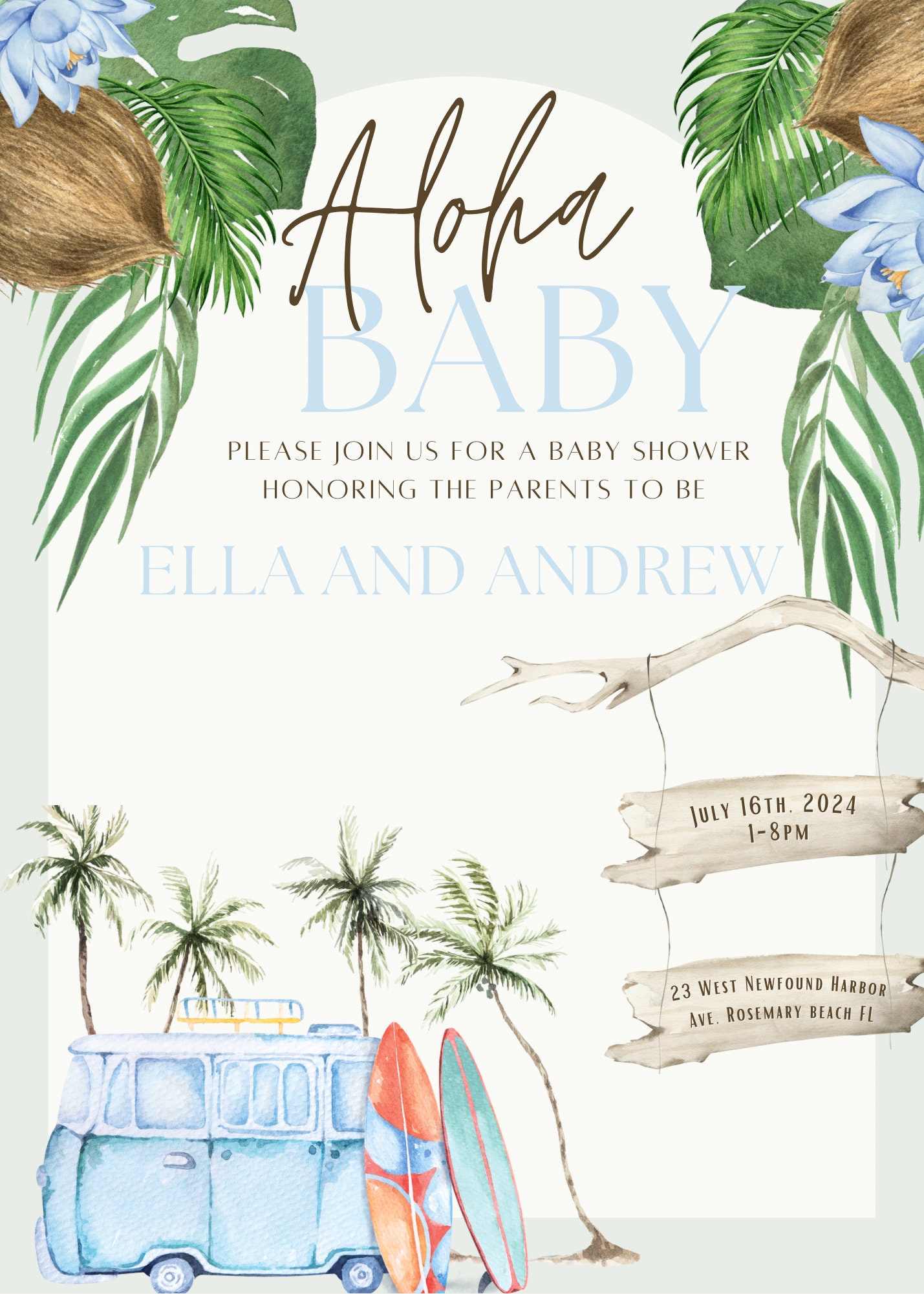 Aloha Baby Baby Shower Invitation Template, Aloha Baby Shower Theme ...