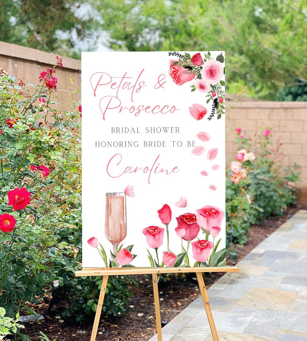 Petals Prosecco Bridal Shower Welcome Sign, Flower Themed Bridal Shower ...