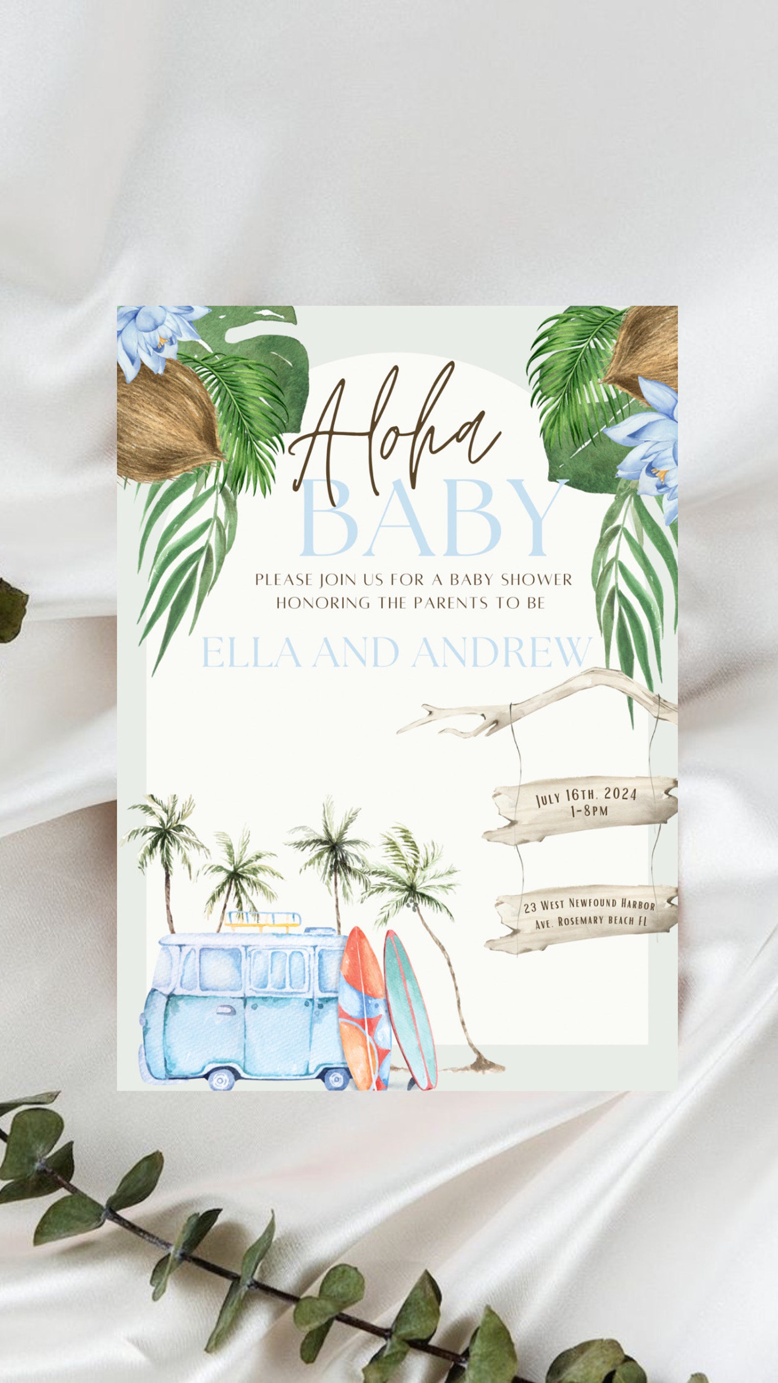 Aloha Baby Baby Shower Invitation Template, Aloha Baby Shower Theme ...
