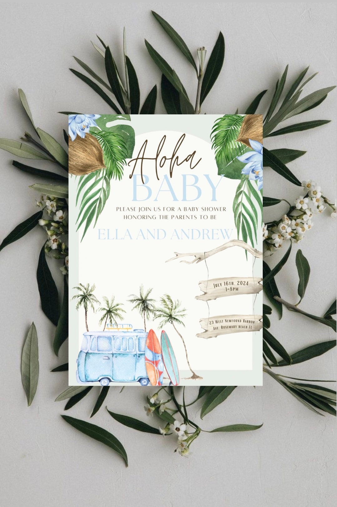 Aloha Baby Baby Shower Invitation Template, Aloha Baby Shower Theme ...