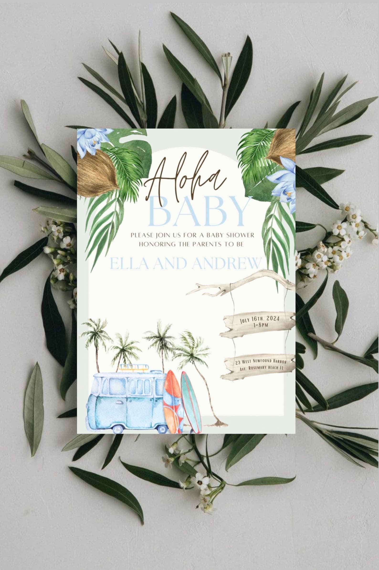 Aloha Baby Baby Shower Invitation Template, Aloha Baby Shower Theme ...