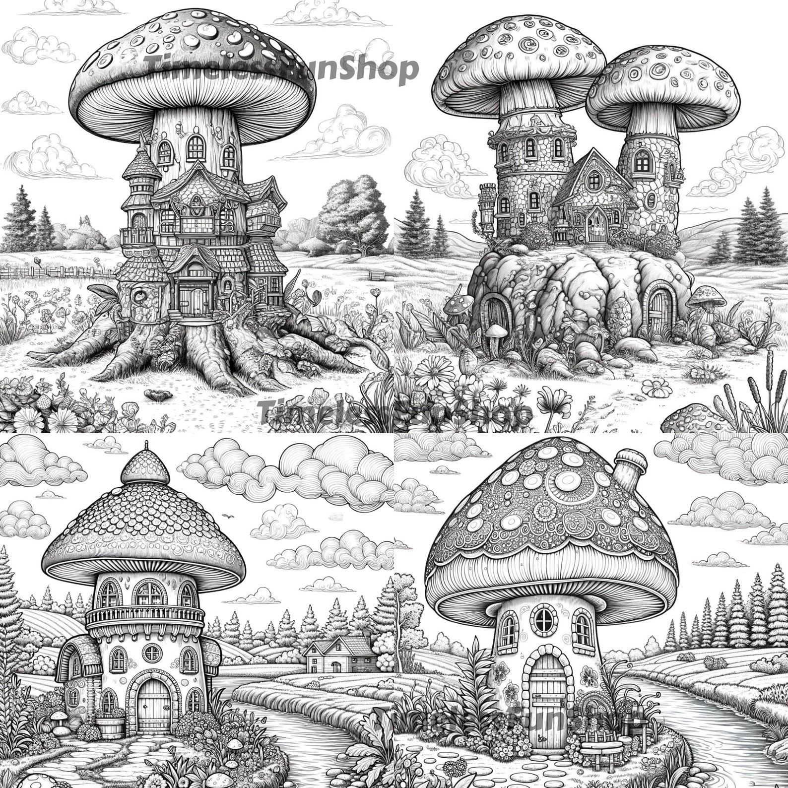 Full of Enchanted Mushroom Homes: Whimsical Wonderland of Mushrooms ...