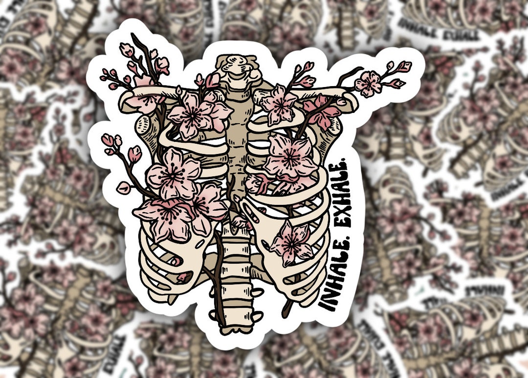 Floral Anatomy Sticker | Inhale. Exhale. | Anxiety Sticker - Etsy