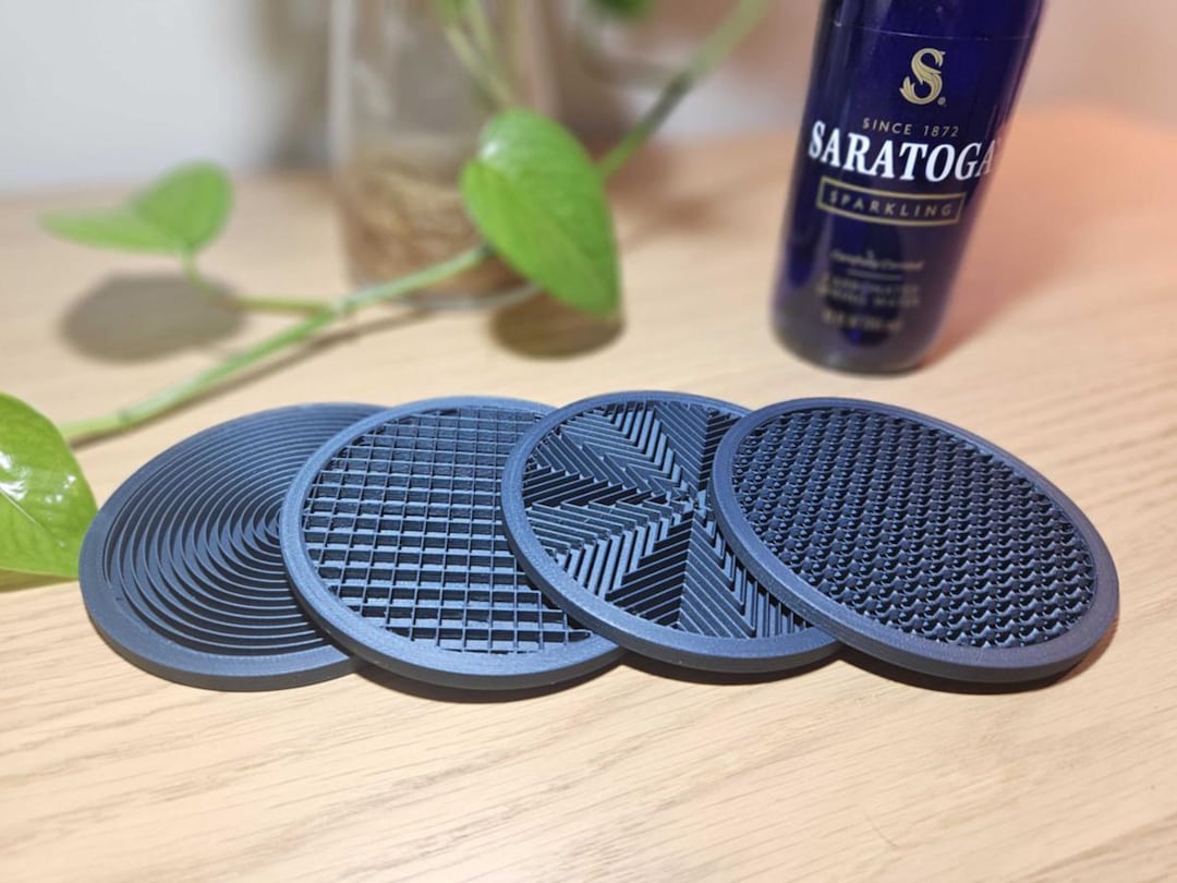 Set of 4 Unique 3D Printed Coasters and Holder - Made to Order in PLA (PETG Options Available ...