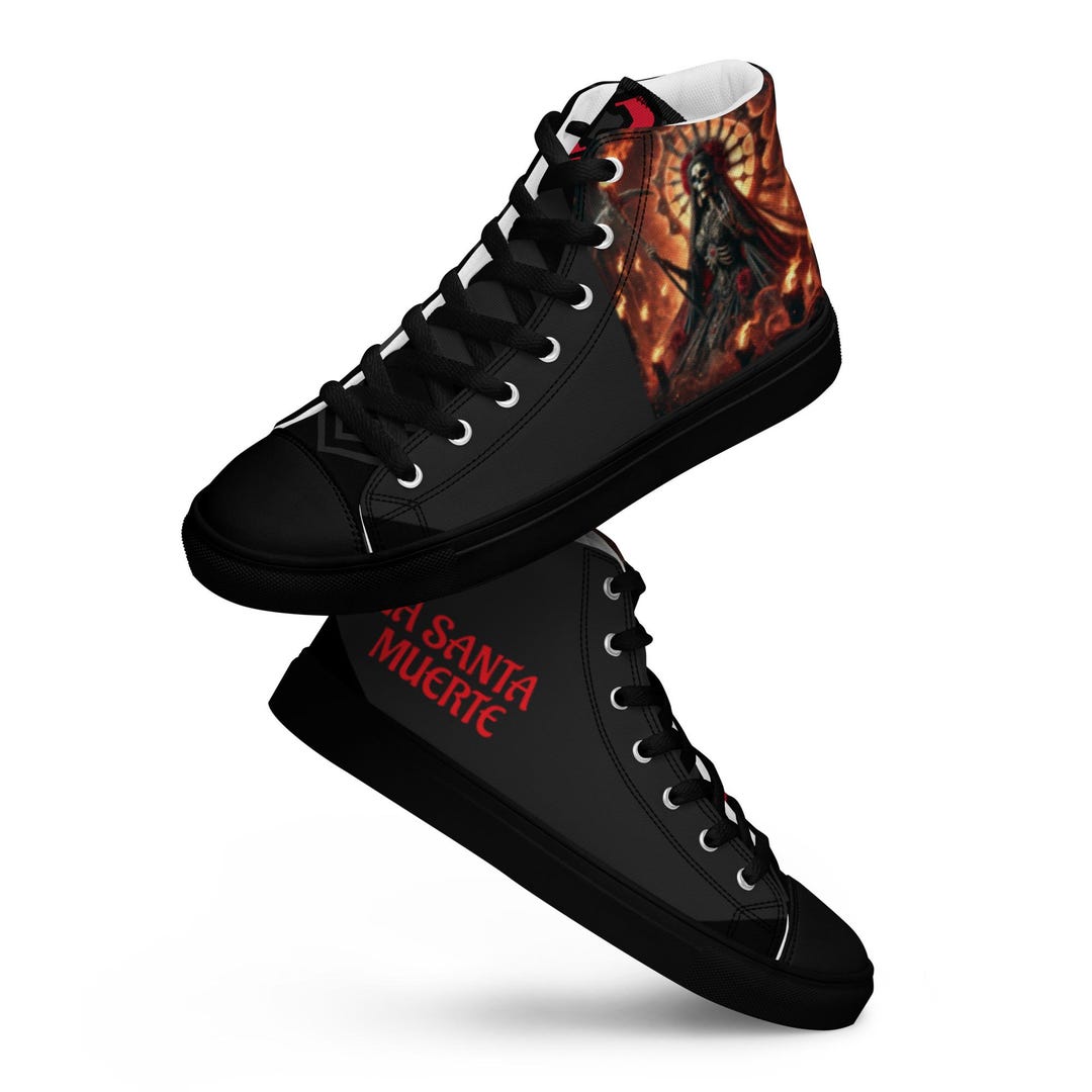 Men’s High Top Canvas Shoes "infernal Devotion: La Santa Muerte 13 High ...