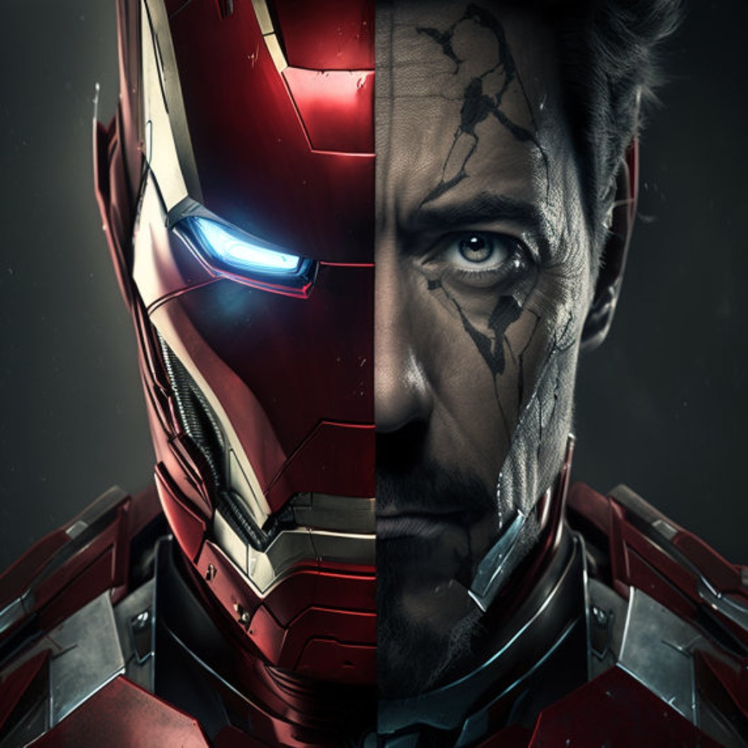 Duality Unleashed: Iron Man Two-face Digital Art Download - Etsy