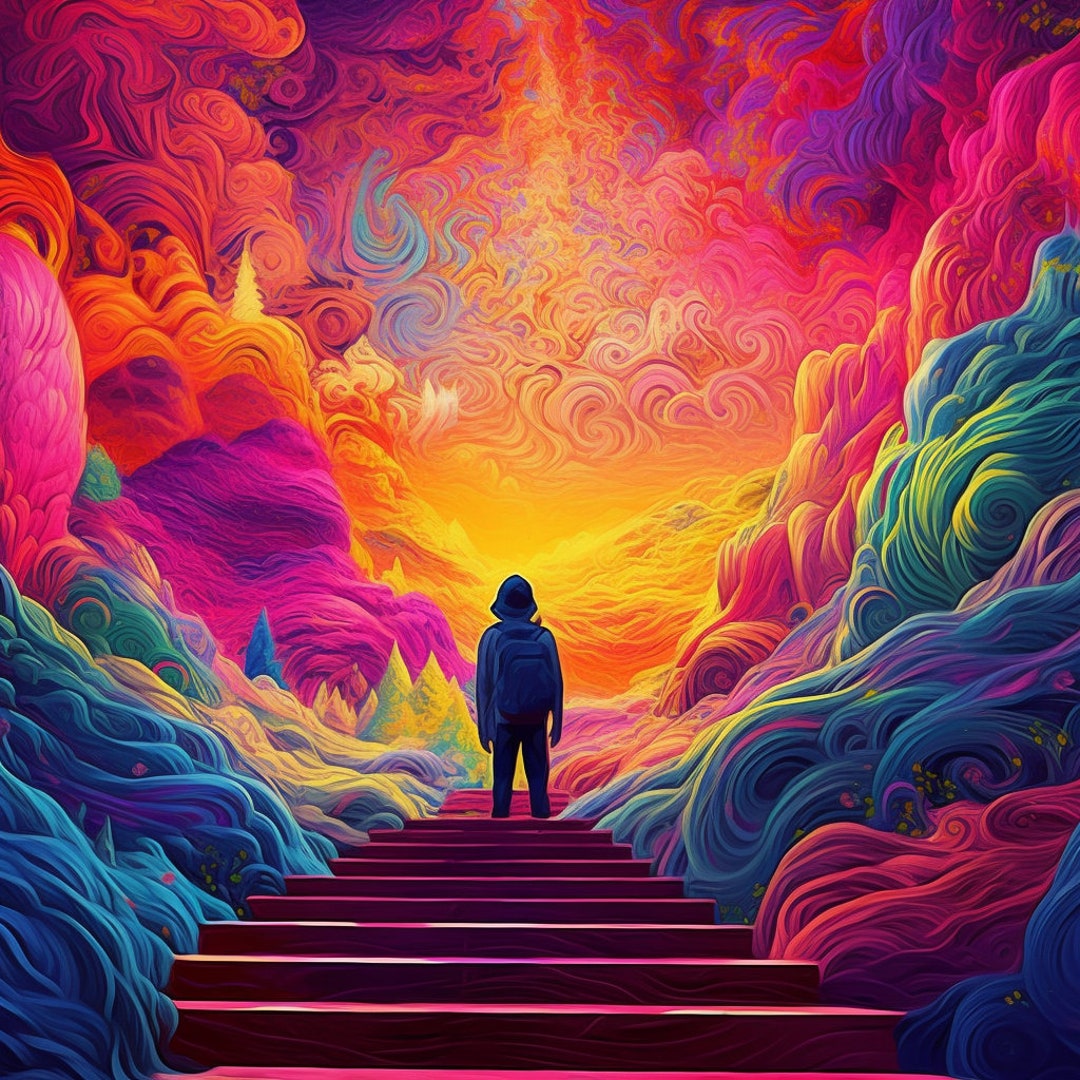 Surreal Ascent: Digital Download Image of a Psychedelic Stairway to ...