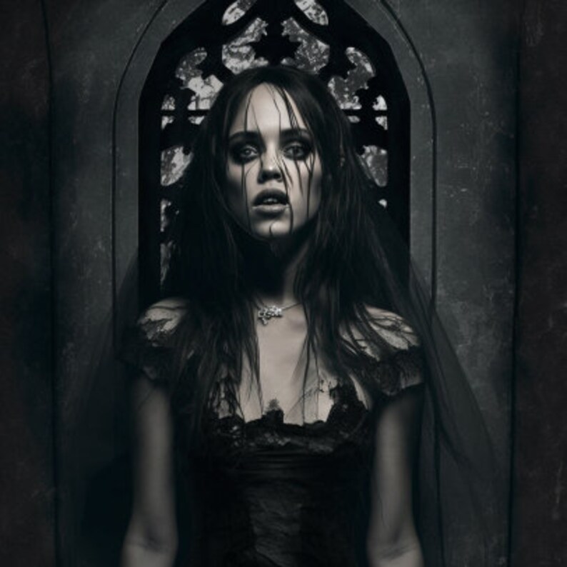 Gothic Enigma: Digital Download Image of Wednesday Adams in Dark ...