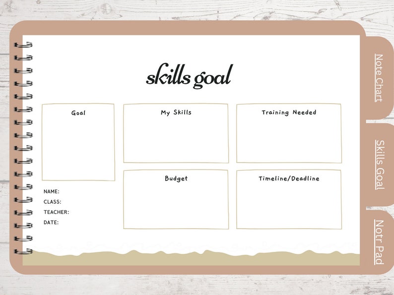 Skill Goal Planner // Knowledge Chart // Skills Goal // Note - Etsy