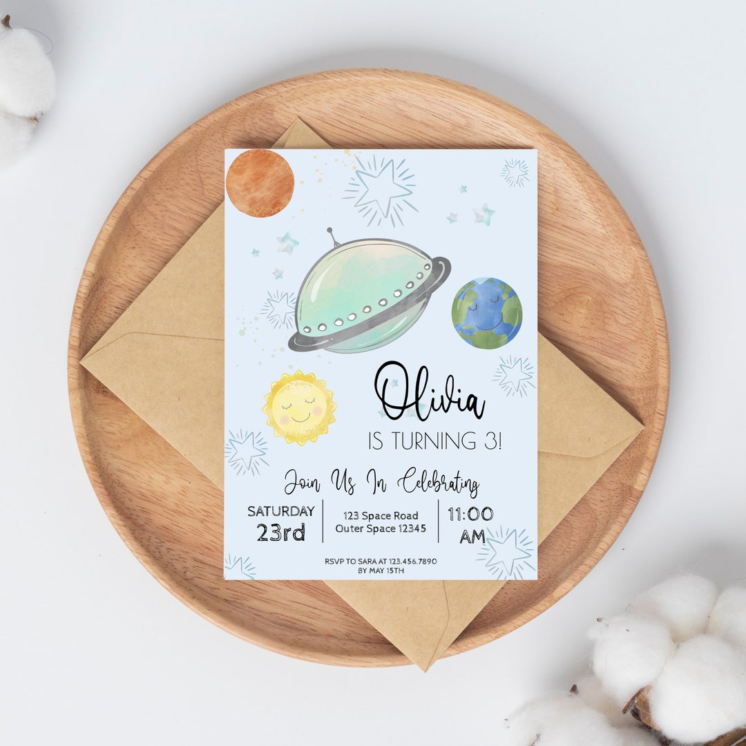 Space Invitation, Outer Space Birthday Invitation, Space Birthday ...