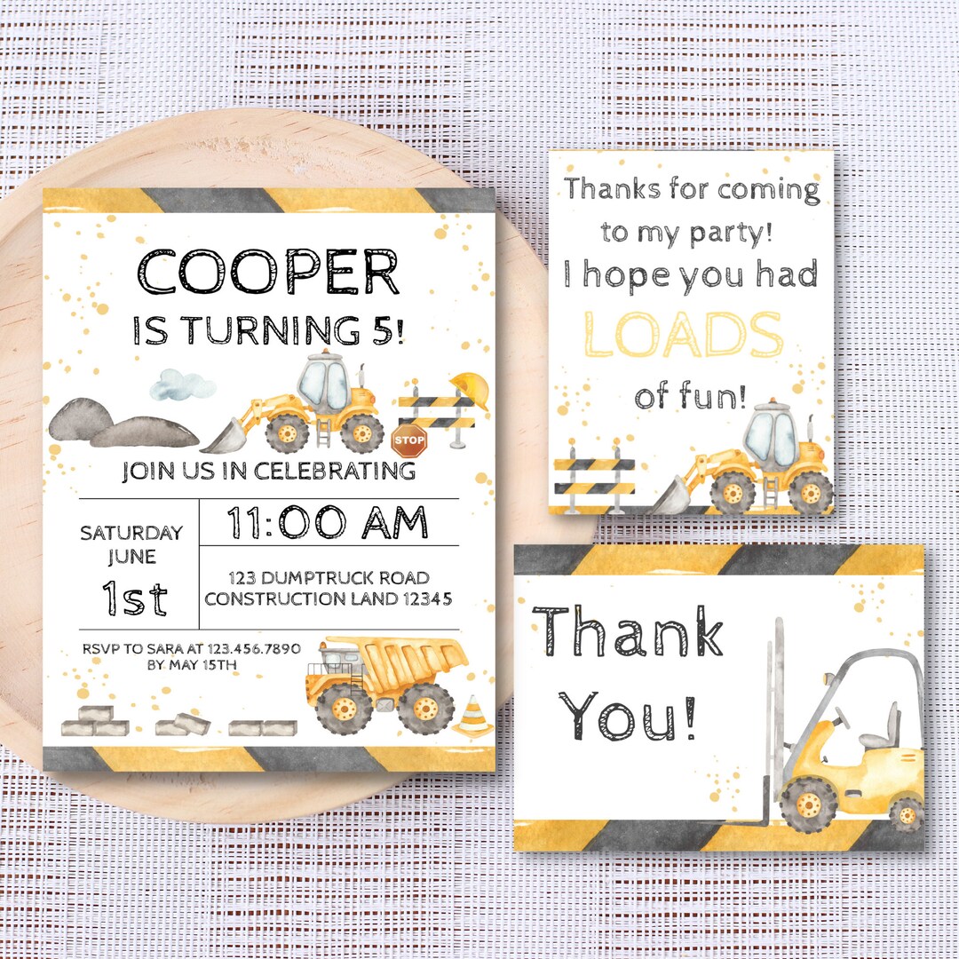 Construction Birthday Invitation, Construction Invite, Construction ...