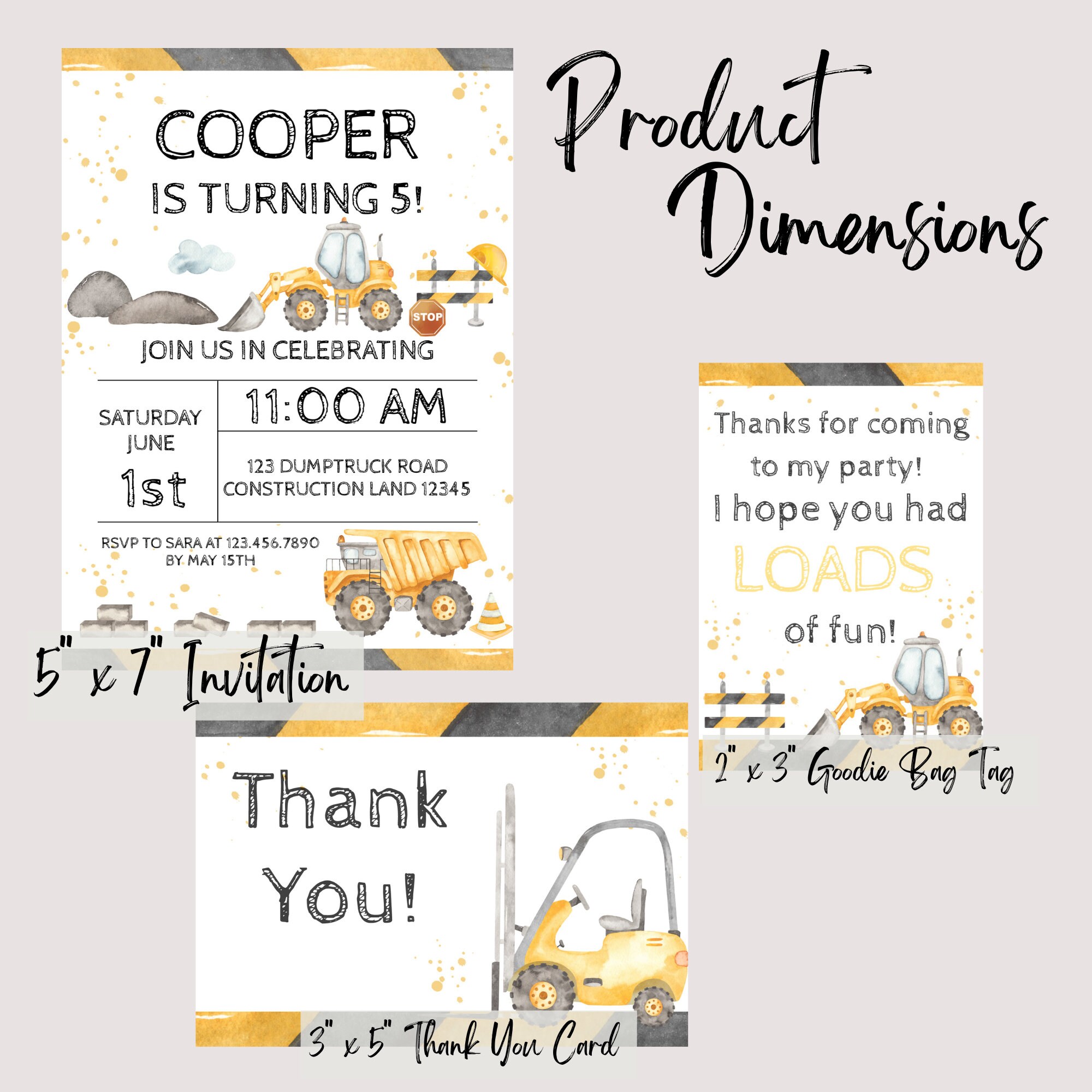 Construction Birthday Invitation, Construction Invite, Construction ...