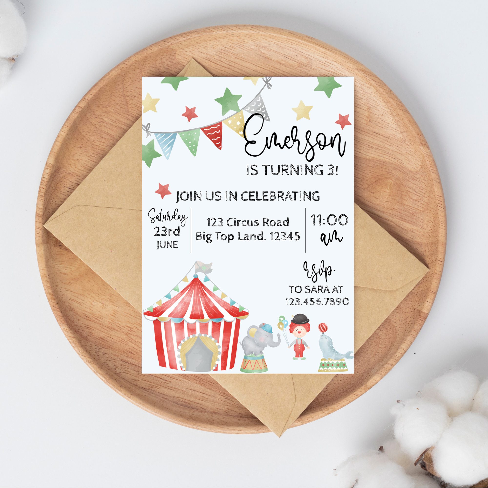 Circus Birthday Invitation, Circus Themed Birthday, Circus Party ...