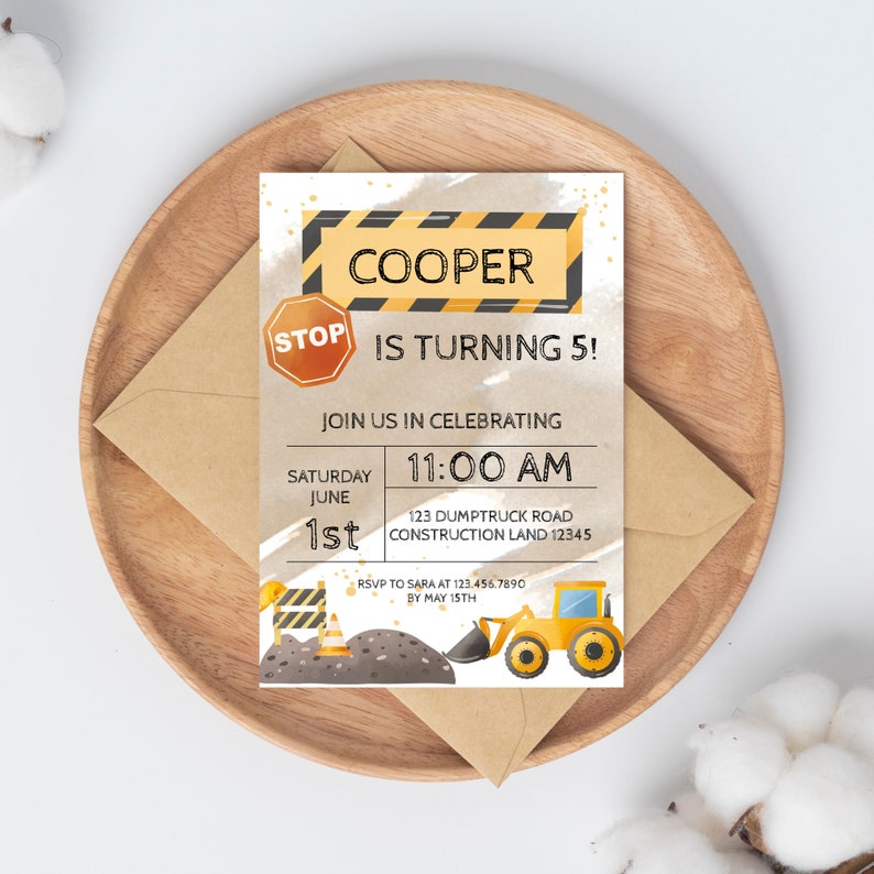 Construction Birthday Invitation Construction Invite - Etsy