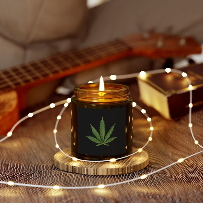 Marijuana Leaf Scented Coconut Apricot Candles 4oz, 9oz - Etsy