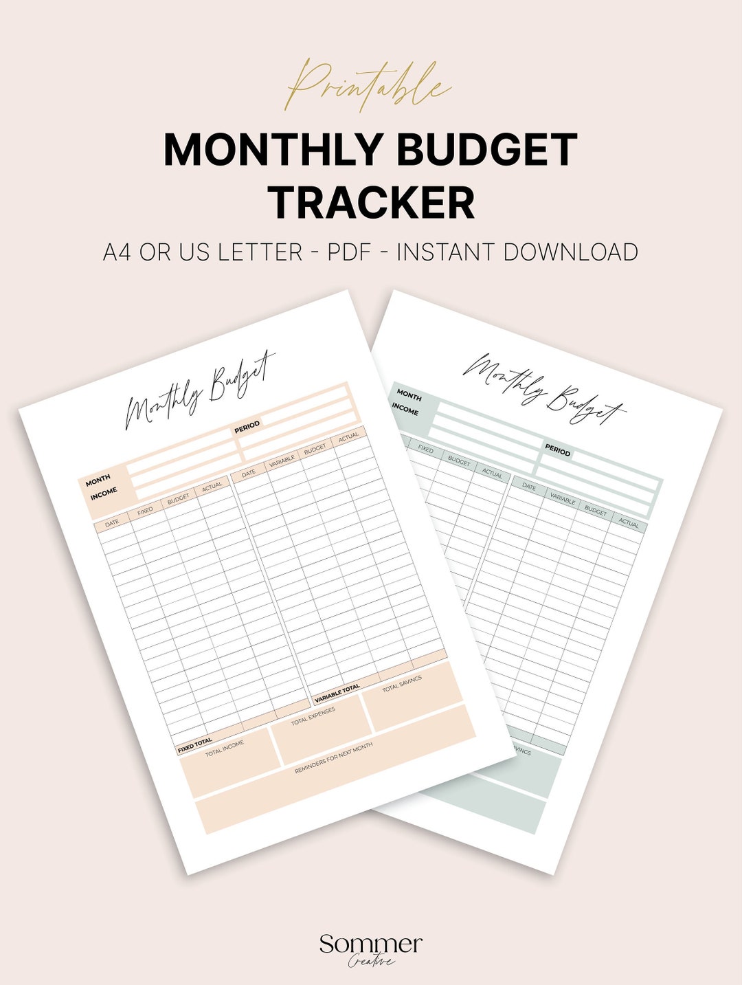 Monthly Budget Tracker - Etsy