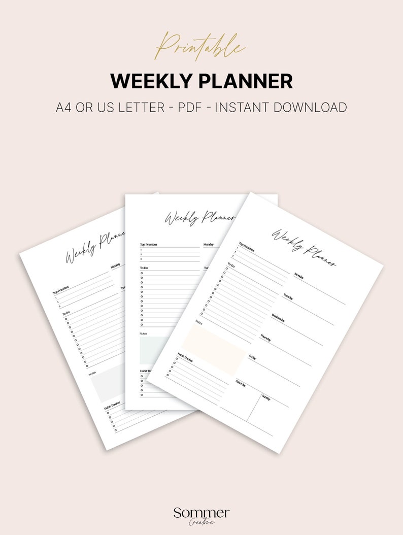 Printable Weekly Planner - Etsy