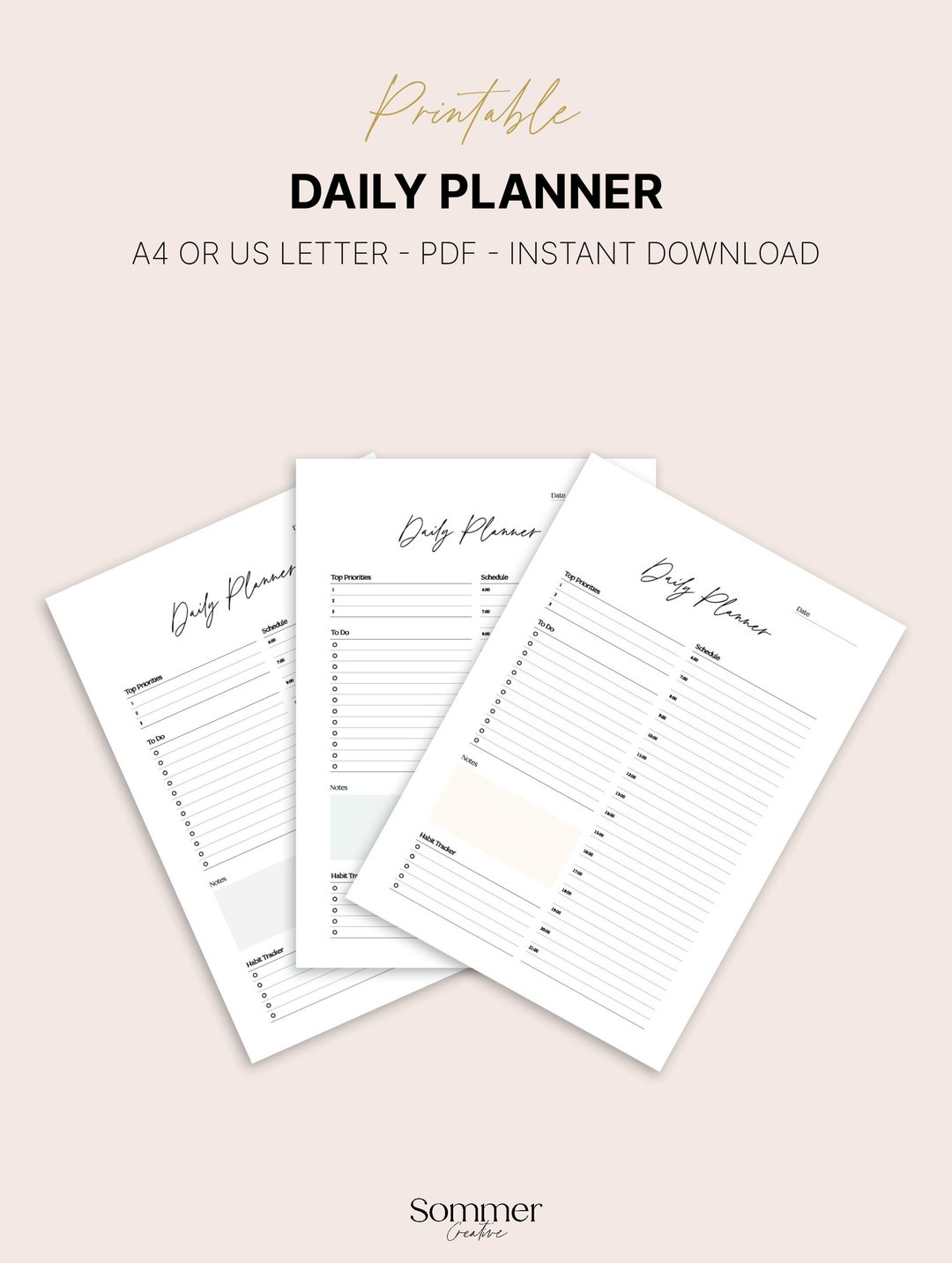Printable Daily Planner - Etsy