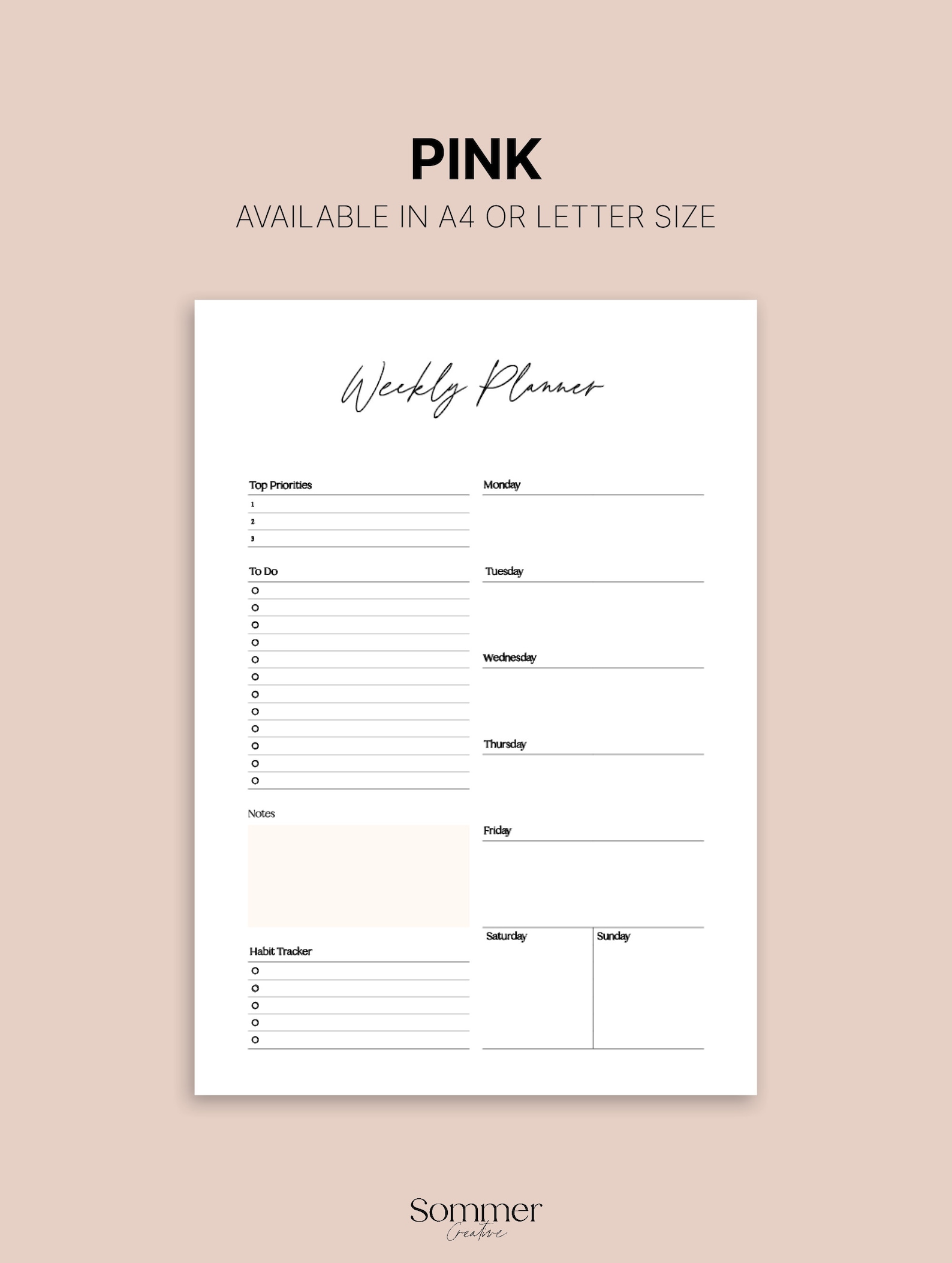 Printable Weekly Planner - Etsy