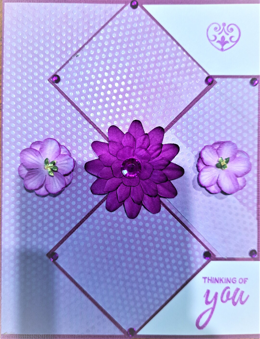 3D Floral Art 'thinking of You' Handmade Card Free Custom Envelope - Etsy