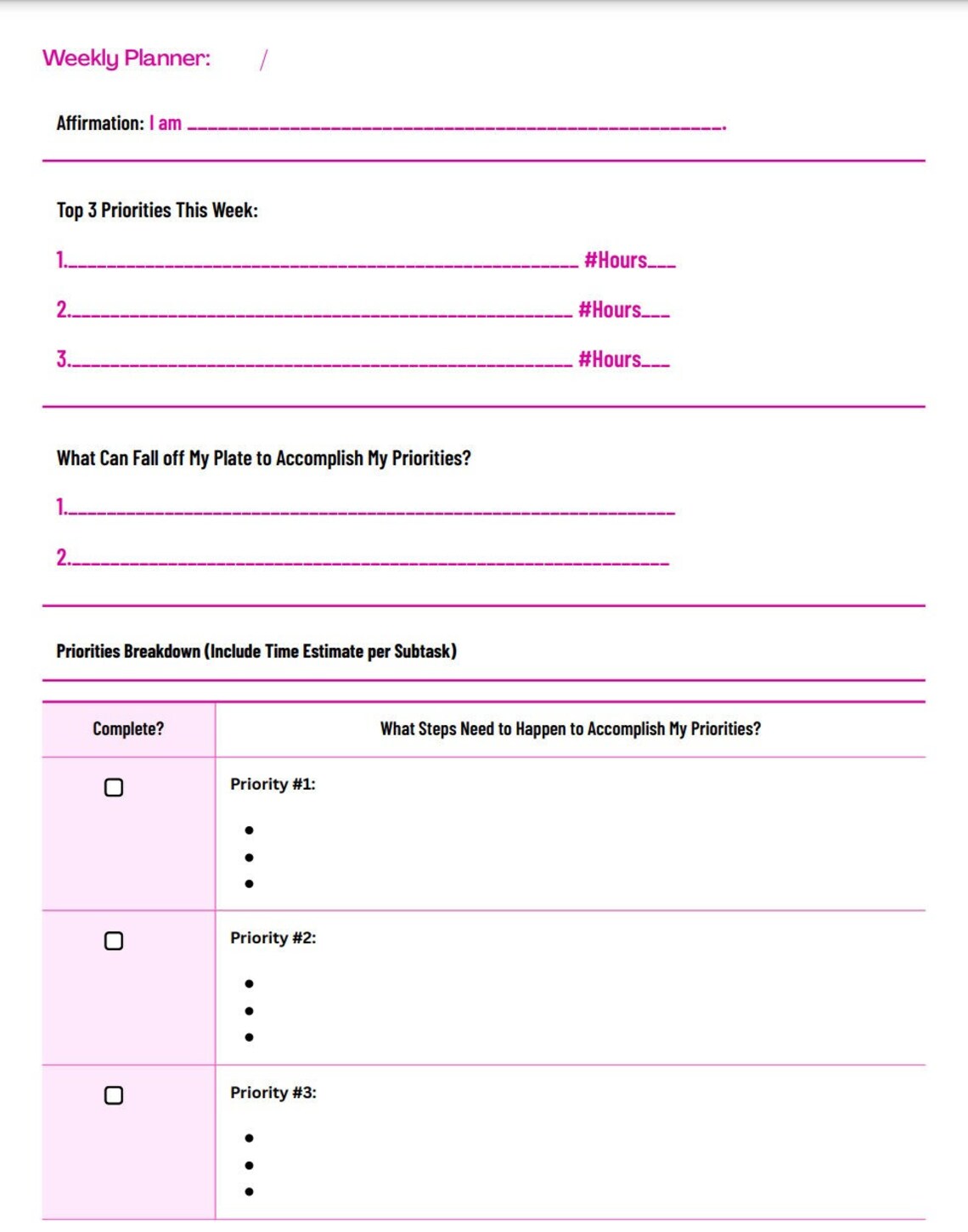 My Weekly Planner - Prioritization, Wellbeing, and Thoughtful Planning ...