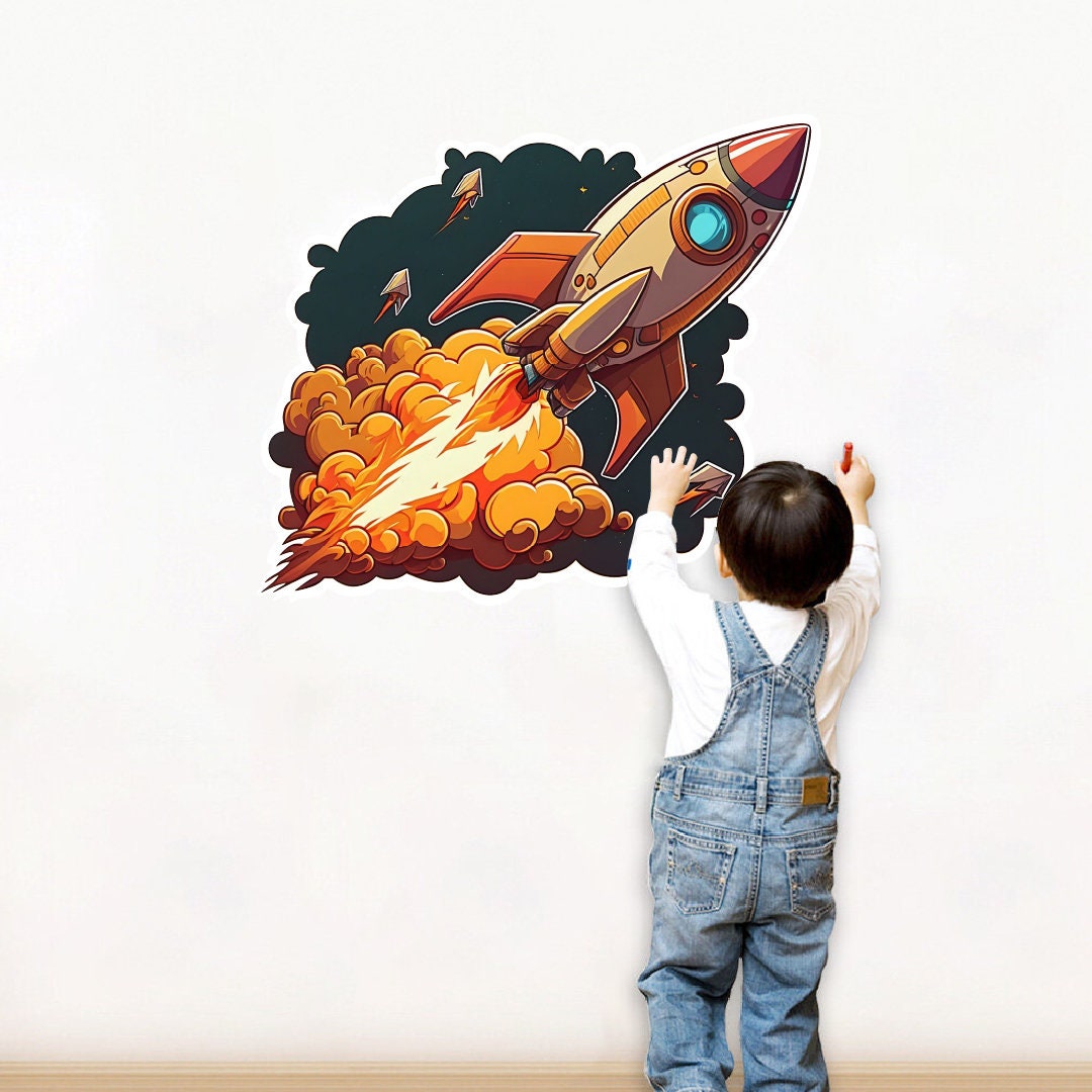 Blast off With Our Big Rocket Launch Wall Sticker Perfect for a Space ...