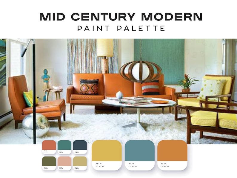 Mid Century Modern Palette, Interior Paint Colors, Interior Color ...