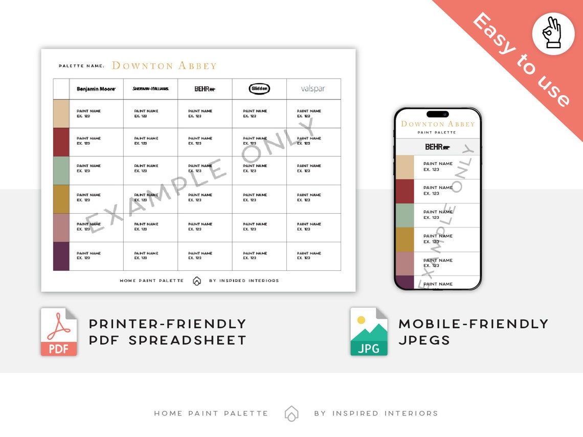 Downton Abbey Paint Palette Guide Interior Color - Etsy