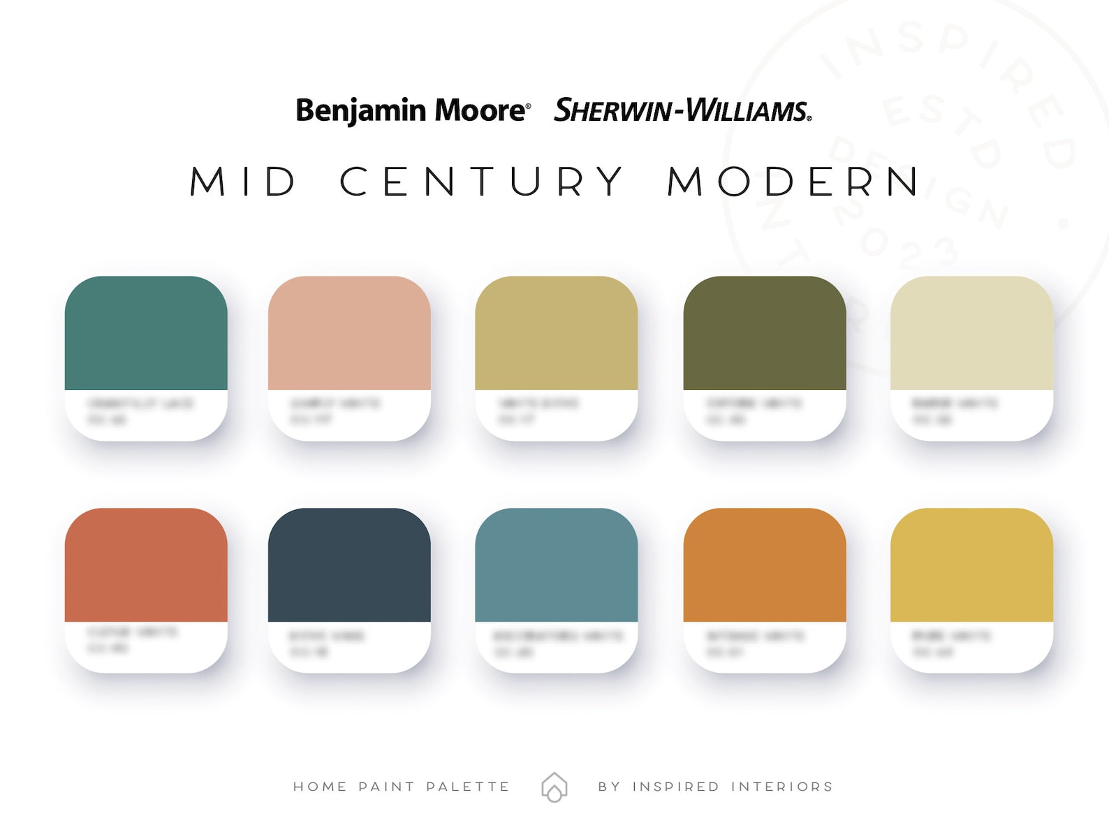 Mid Century Modern Palette Interior Paint Colors Interior - Etsy
