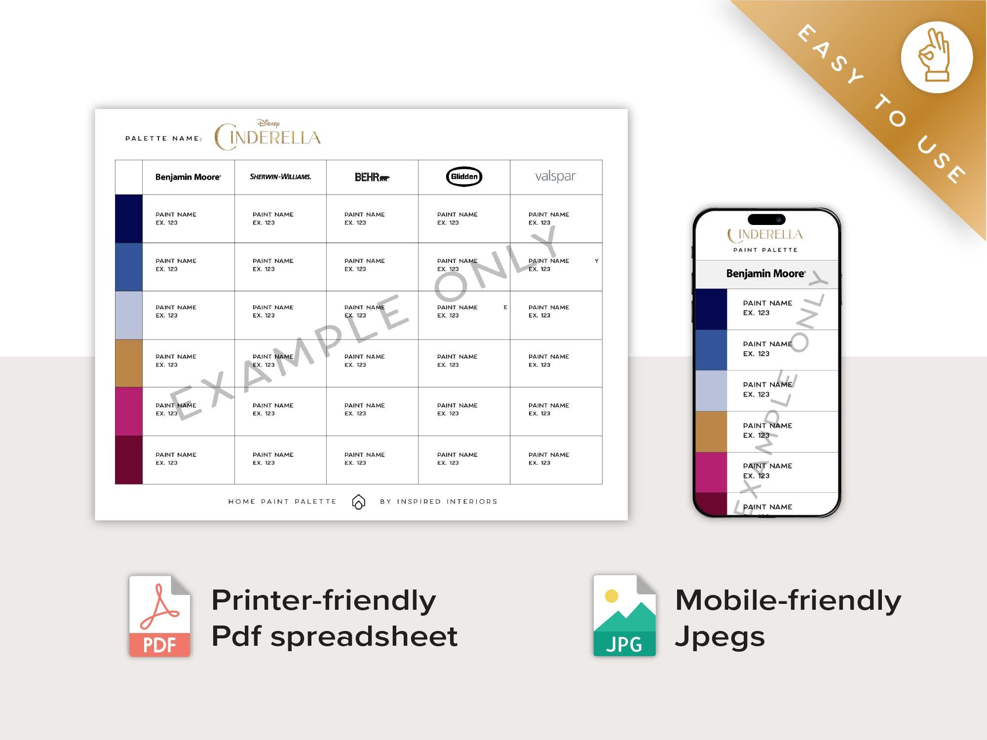 Disney Cinderella Paint Palette, Interior Paint Colors, Interior Color ...