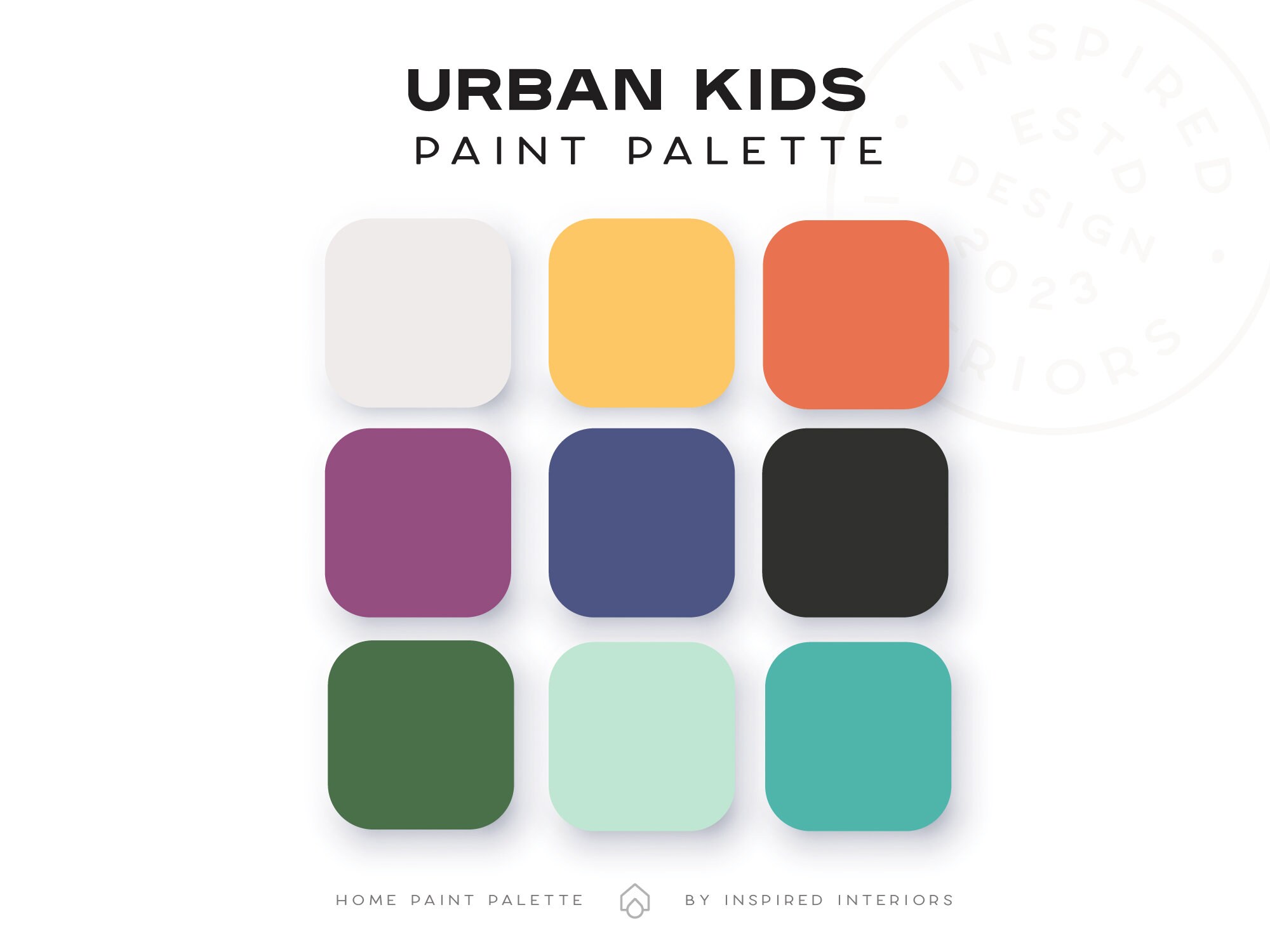 Urban Kids Room Palette, Interior Paint Colors, Interior Color Palette ...