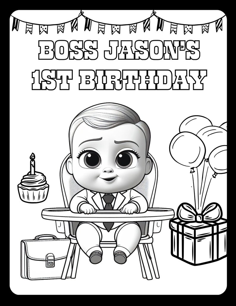 Boss Baby Custom Coloring Pages and Activity Sheet Instant Download ...
