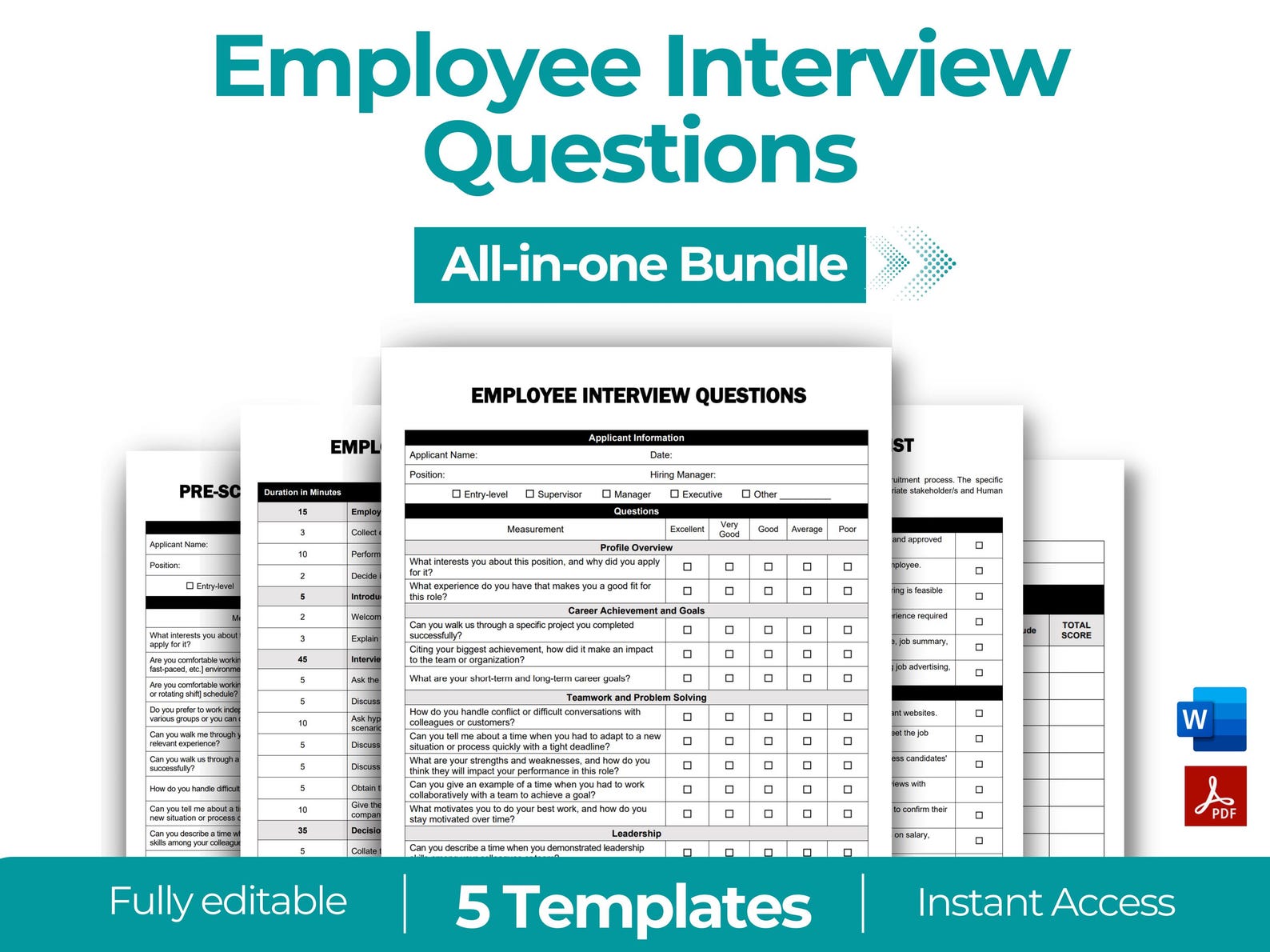 Employee Interview Bundle, Employee Interview Questions, Interview ...