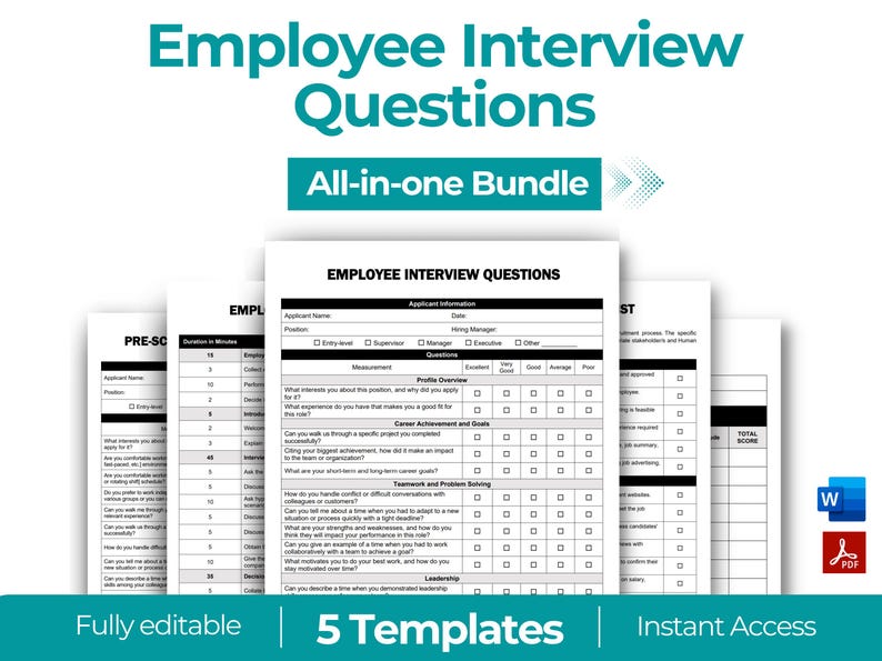 Employee Interview Bundle, Employee Interview Questions, Interview ...