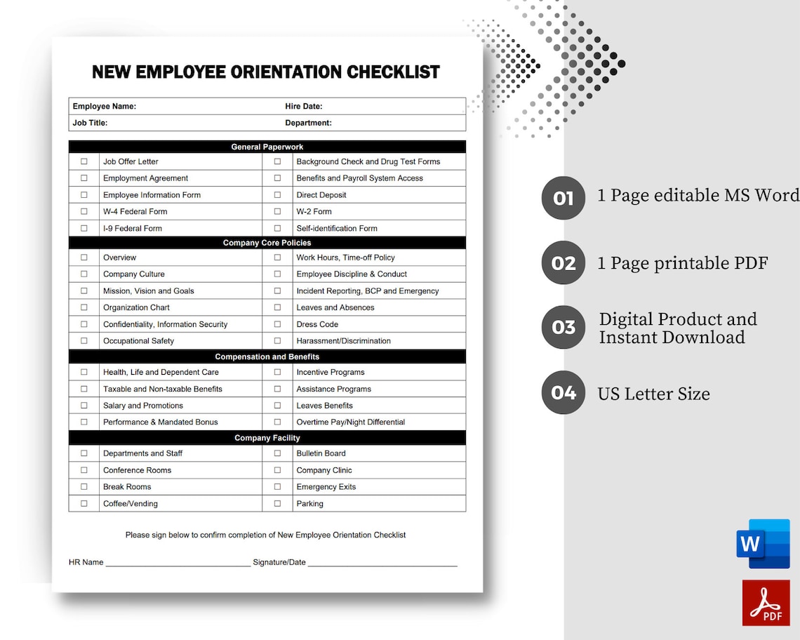 New Hire Checklist, New Hire Orientation, Employee Onboarding, Employee ...