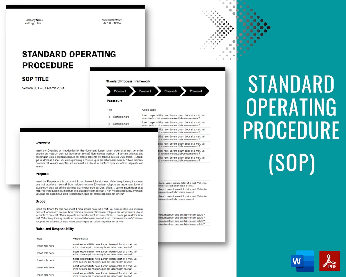 Standard Operating Procedure Template, SOP Template, Business SOP ...