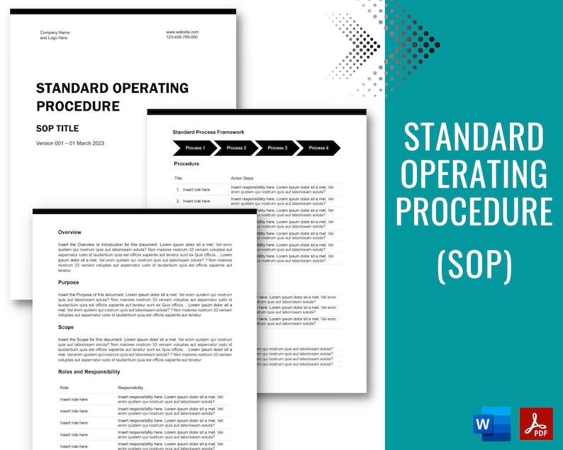 Standard Operating Procedure Template, SOP Template, Business SOP ...
