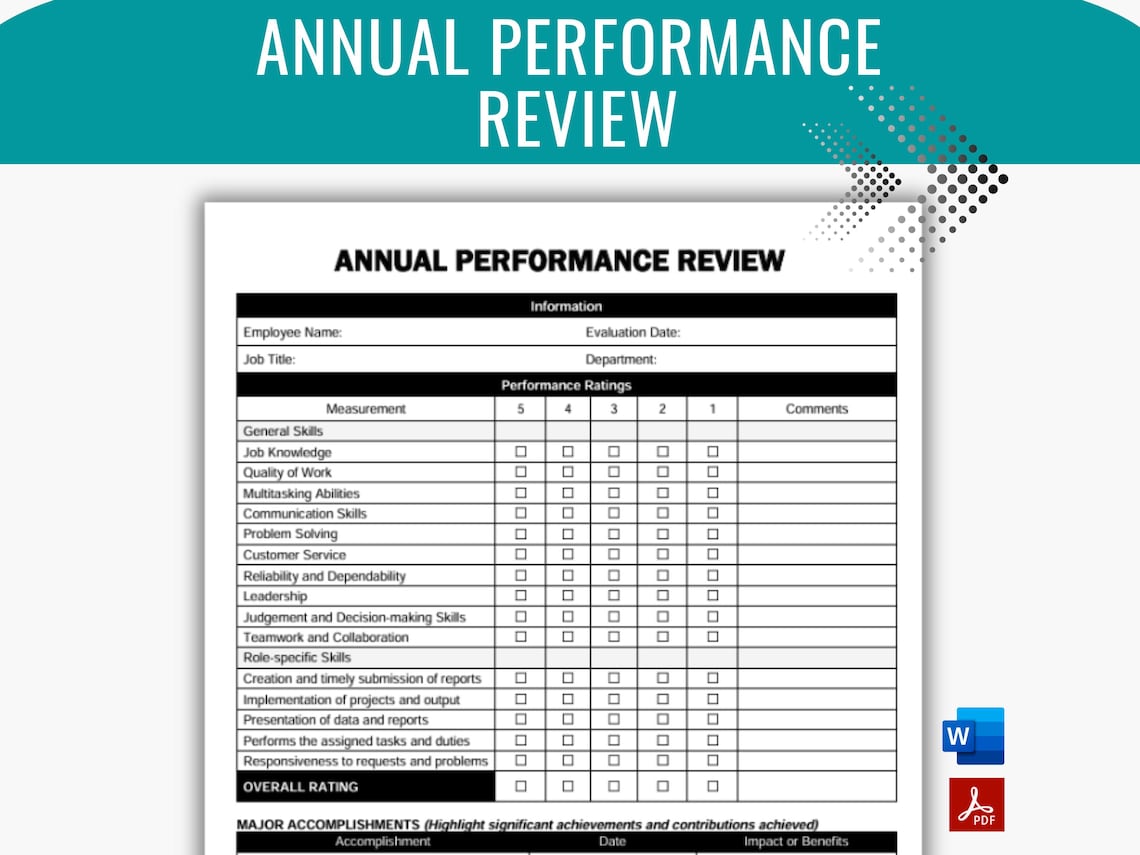 Annual Performance Review, Employee Performance Evaluation Template ...