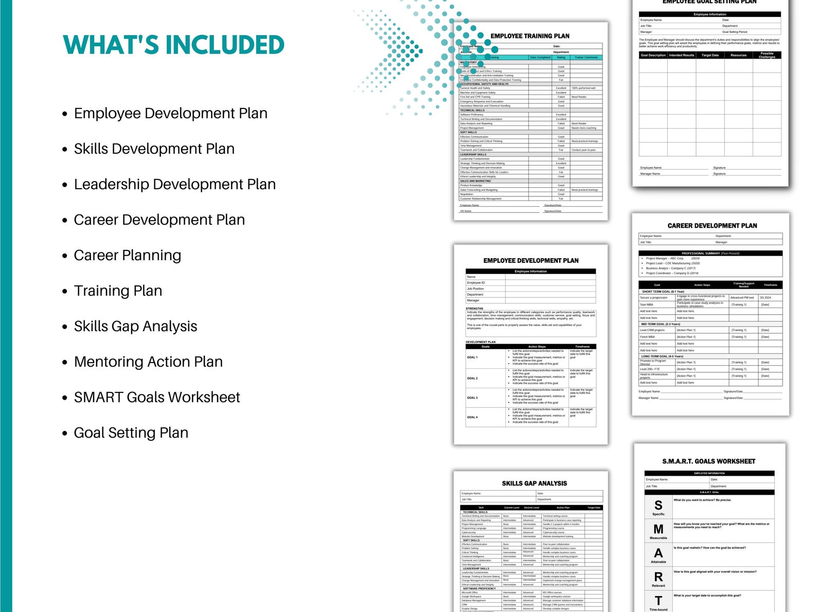 Employee Development Plan Bundle, SMART Goals, Goals, Individual ...