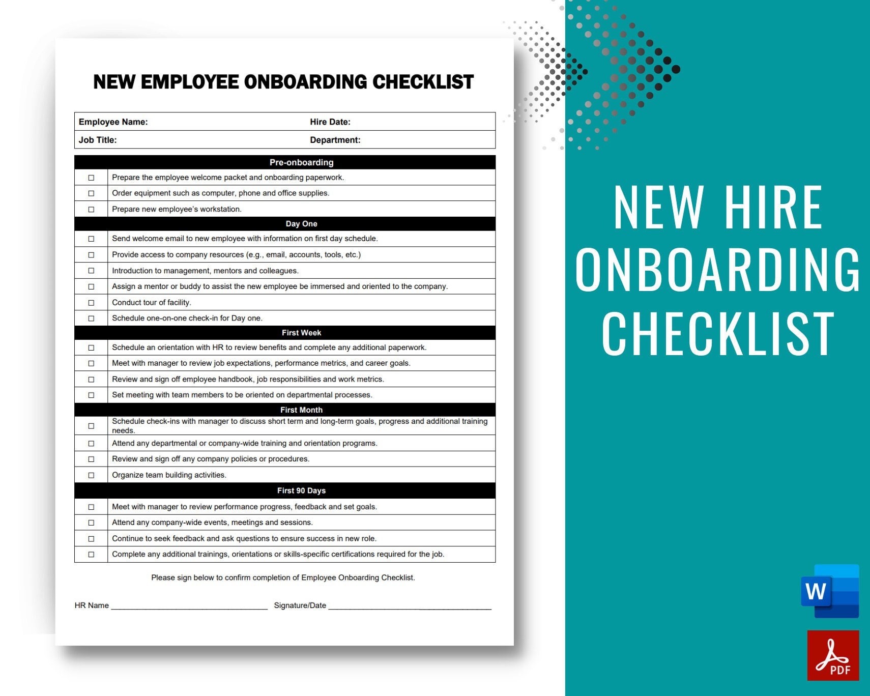 New Hire Checklist, Employee Onboarding Checklist, New Hire Template ...