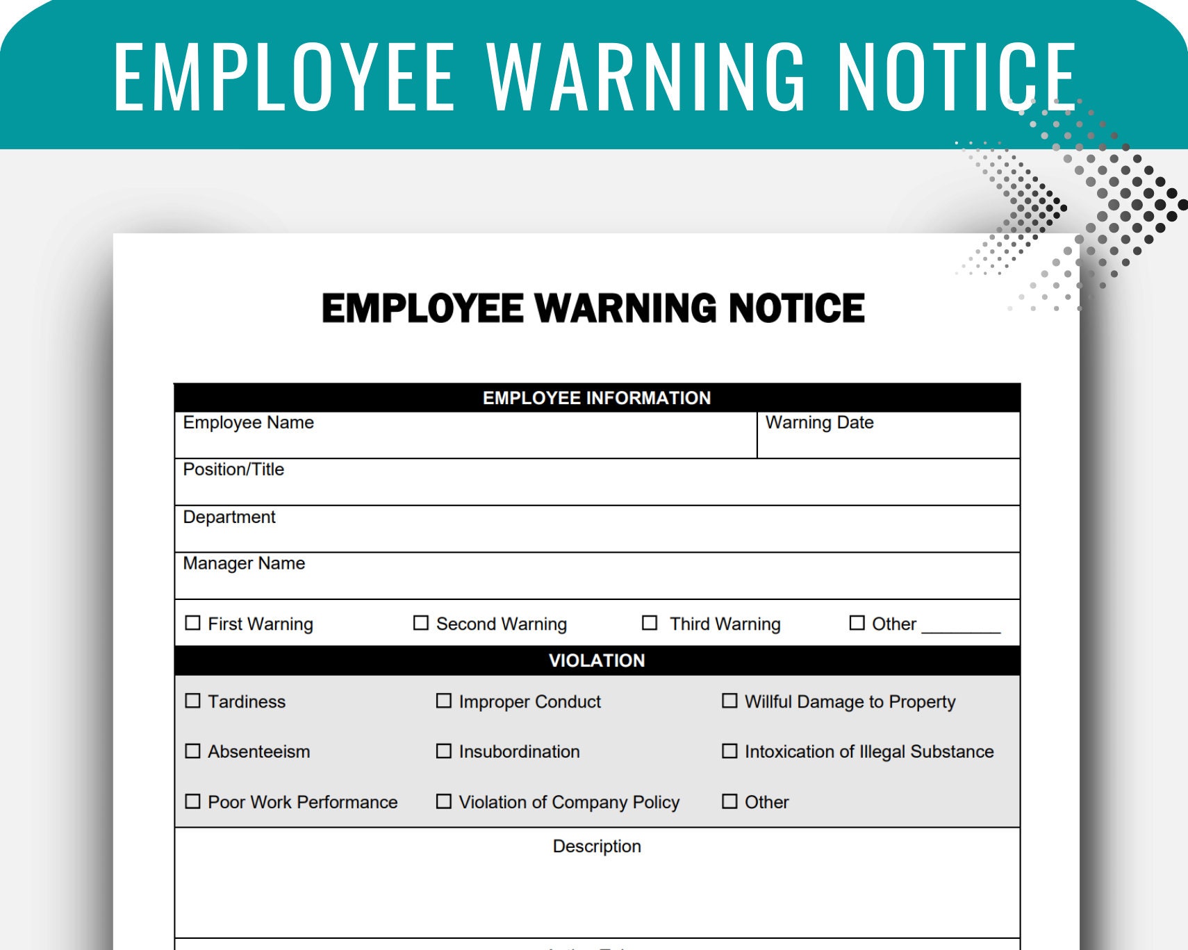 Employee Warning Notice, Employee Disciplinary Notice, Employee Write ...