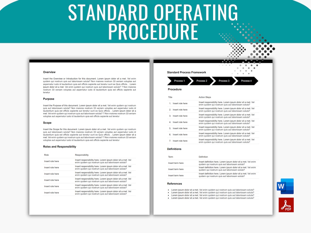 Standard Operating Procedure Template, SOP Template, Business SOP ...