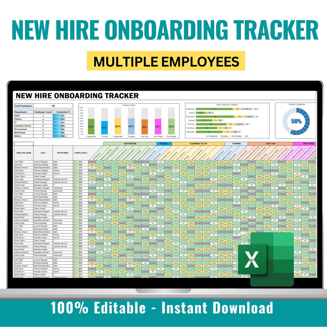 New Hire Onboarding Checklist, New Hire Onboarding Tracker, Employee ...