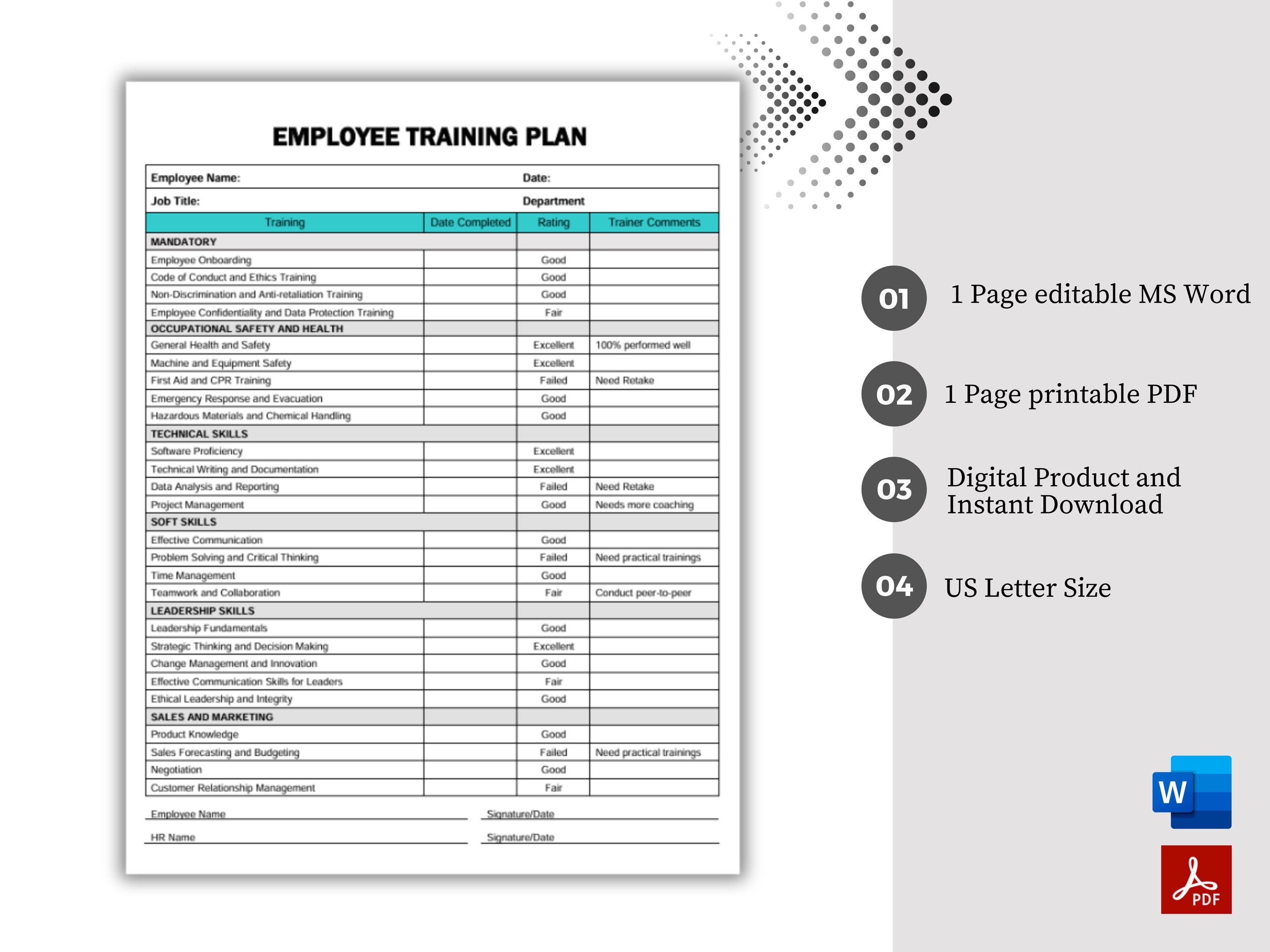 Employee Training Plan, New Hire Training Plan, Employee Training ...