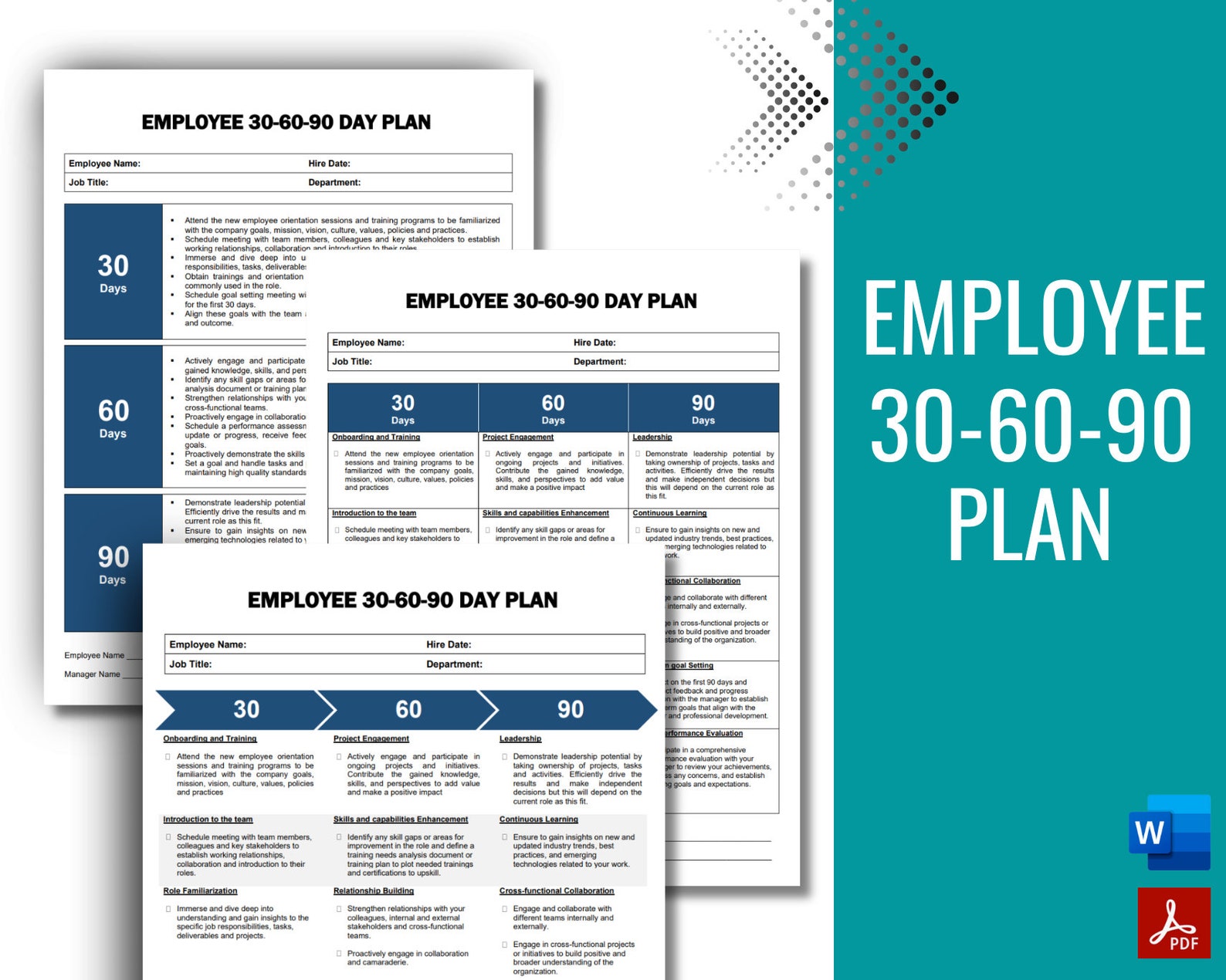 Employee 30 60 90 Day Plan, Employee Onboarding Plan, New Hire ...