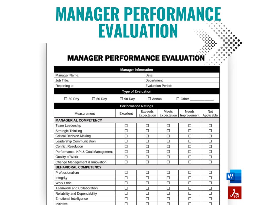 Manager Performance Evaluation, Manager Performance Review, Leadership ...