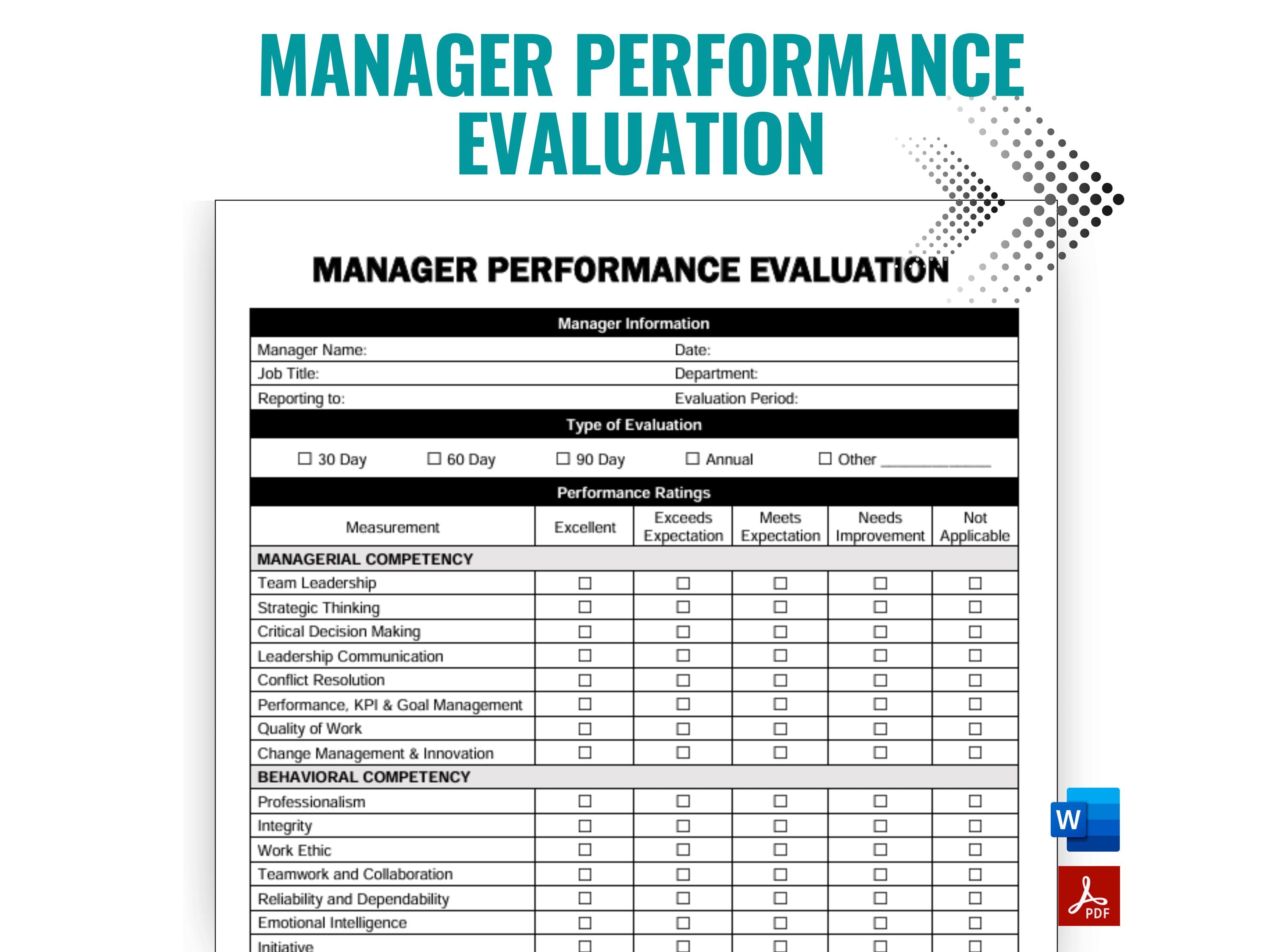 Manager Performance Evaluation, Manager Performance Review, Leadership ...