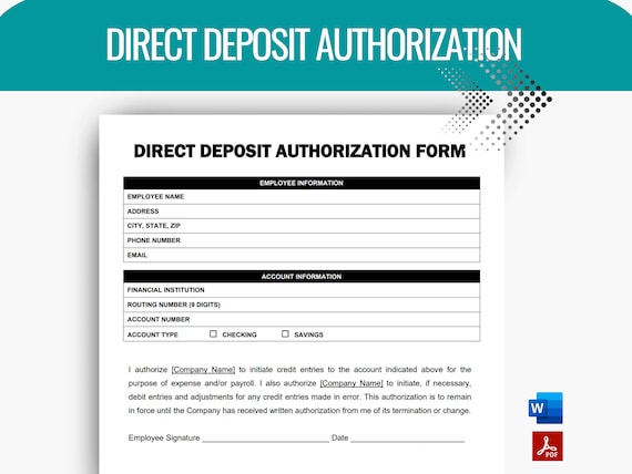 Direct Deposit Form Template