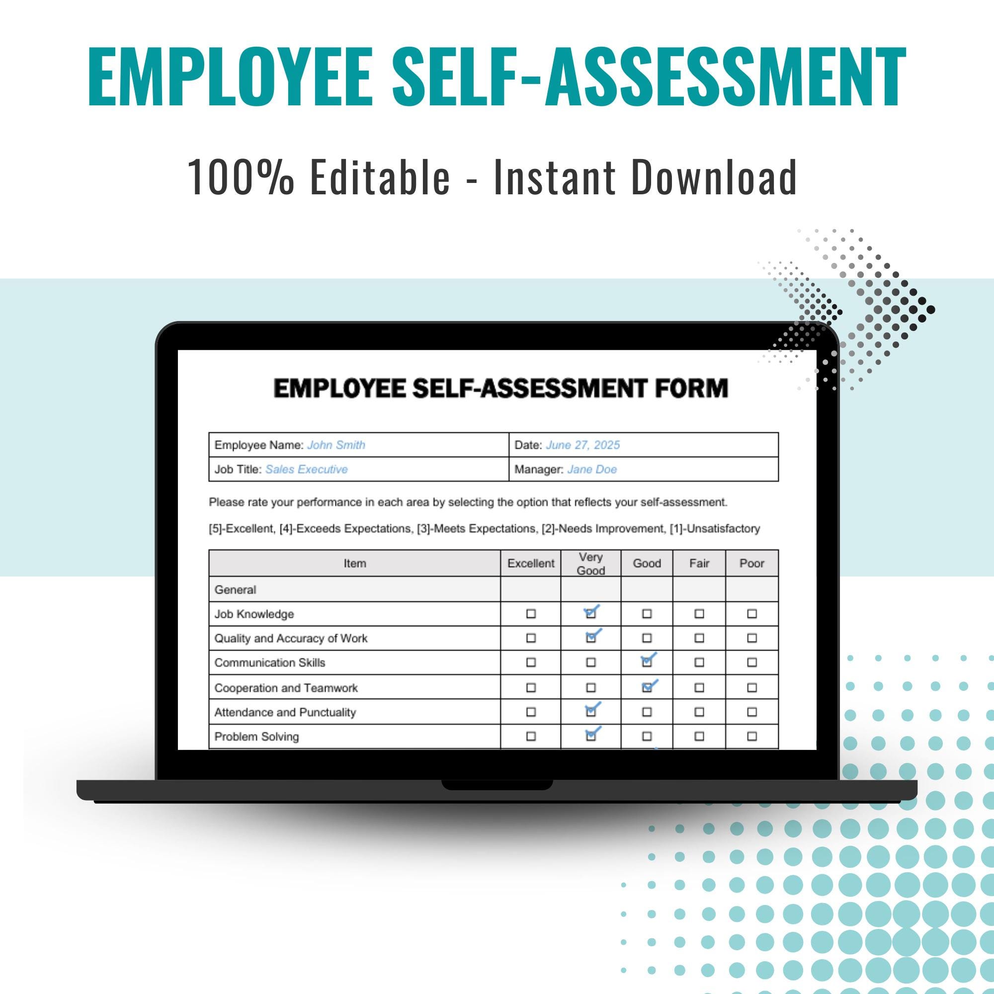 Employee Self-assessment, Performance Review Template, Employee ...