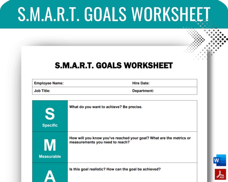 SMART Goals Worksheet, Goal Setting, Goal Tracker, Employee Development ...